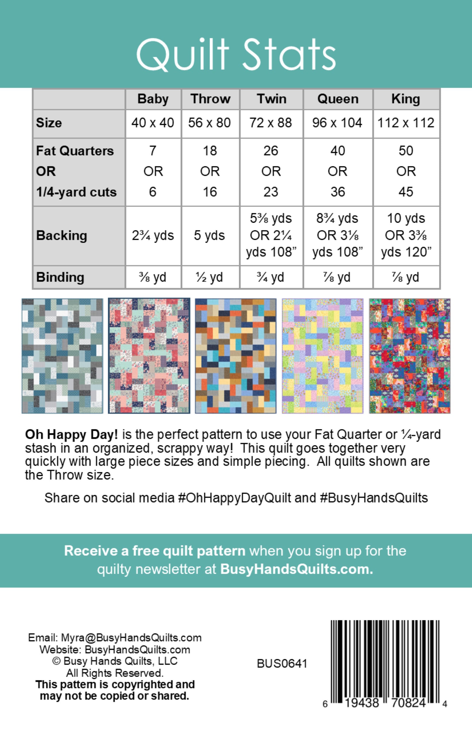 Oh Happy Day Quilt Pattern by Busy Hands Quilts