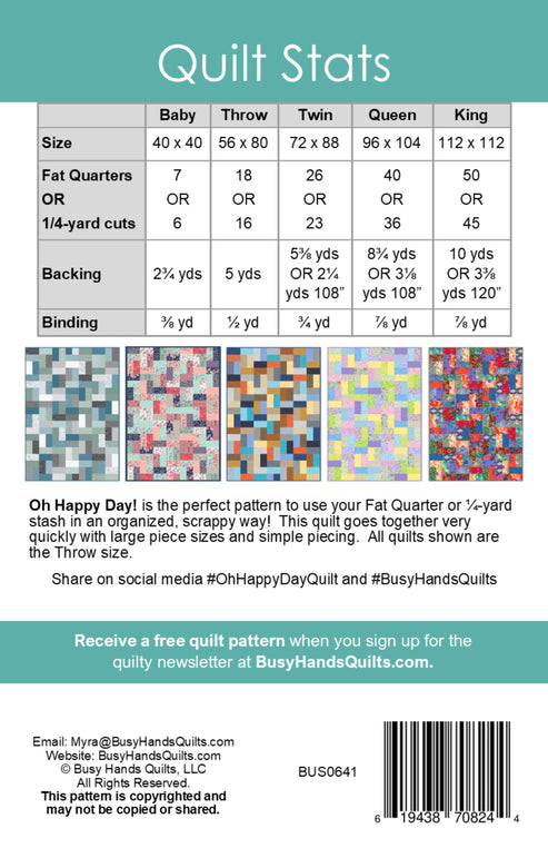 Oh Happy Day Quilt Pattern by Busy Hands Quilts