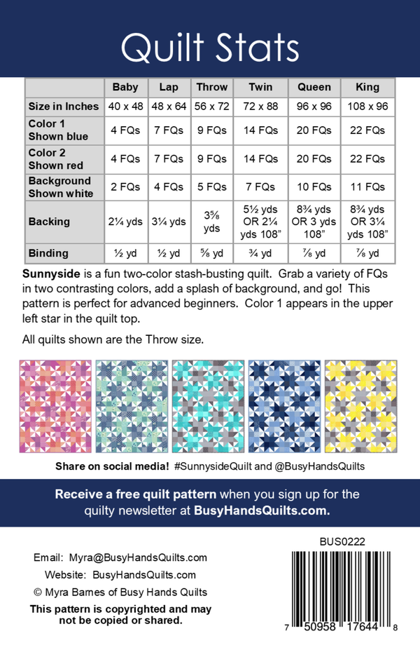 Sunnyside Quilt Pattern by Busy Hands Quilts
