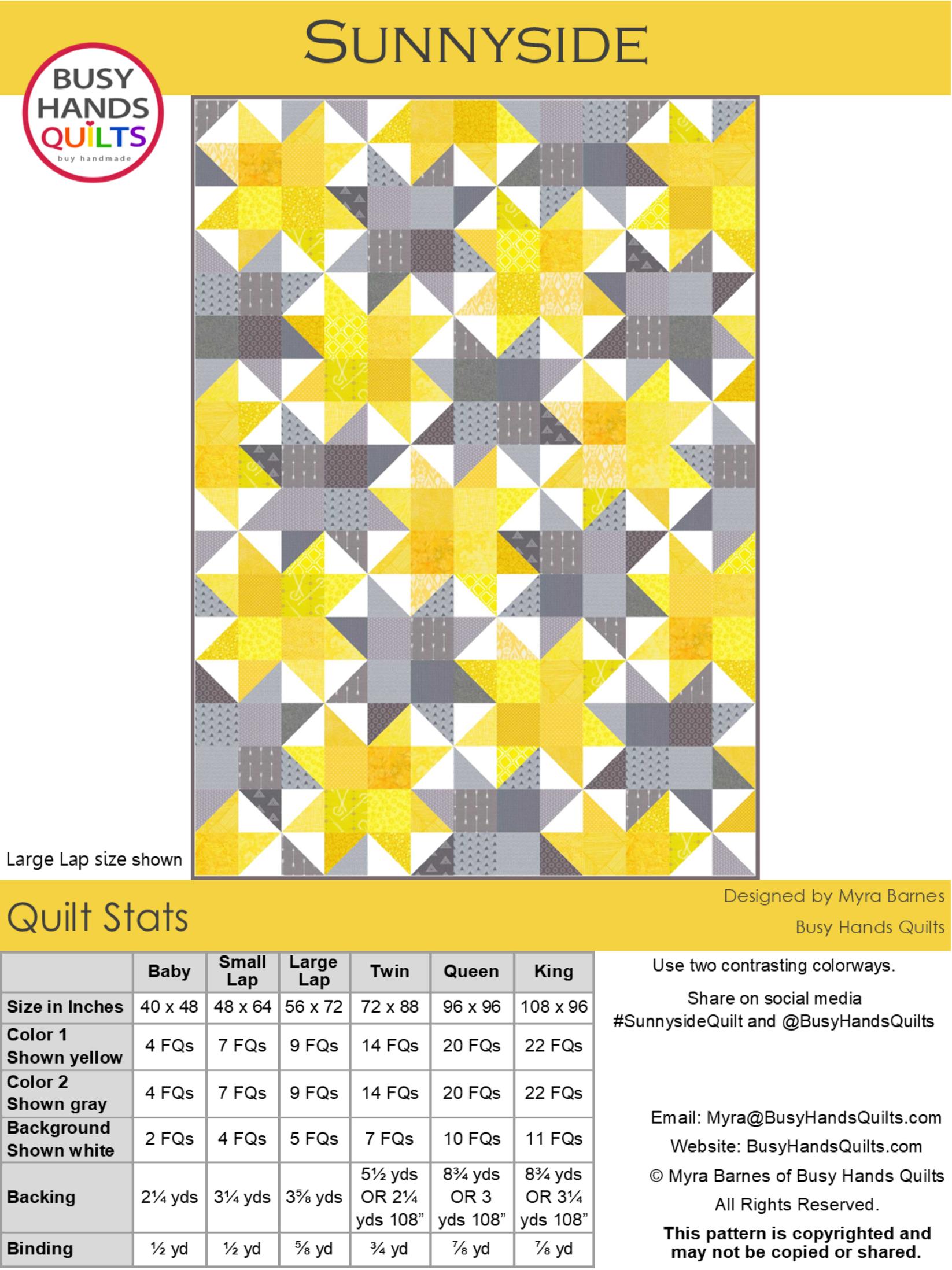 Sunnyside Quilt Pattern by Busy Hands Quilts