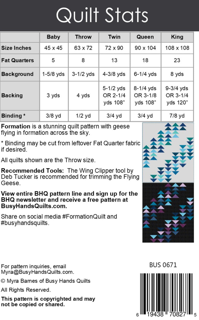 Formation Quilt Pattern by Busy Hands Quilts