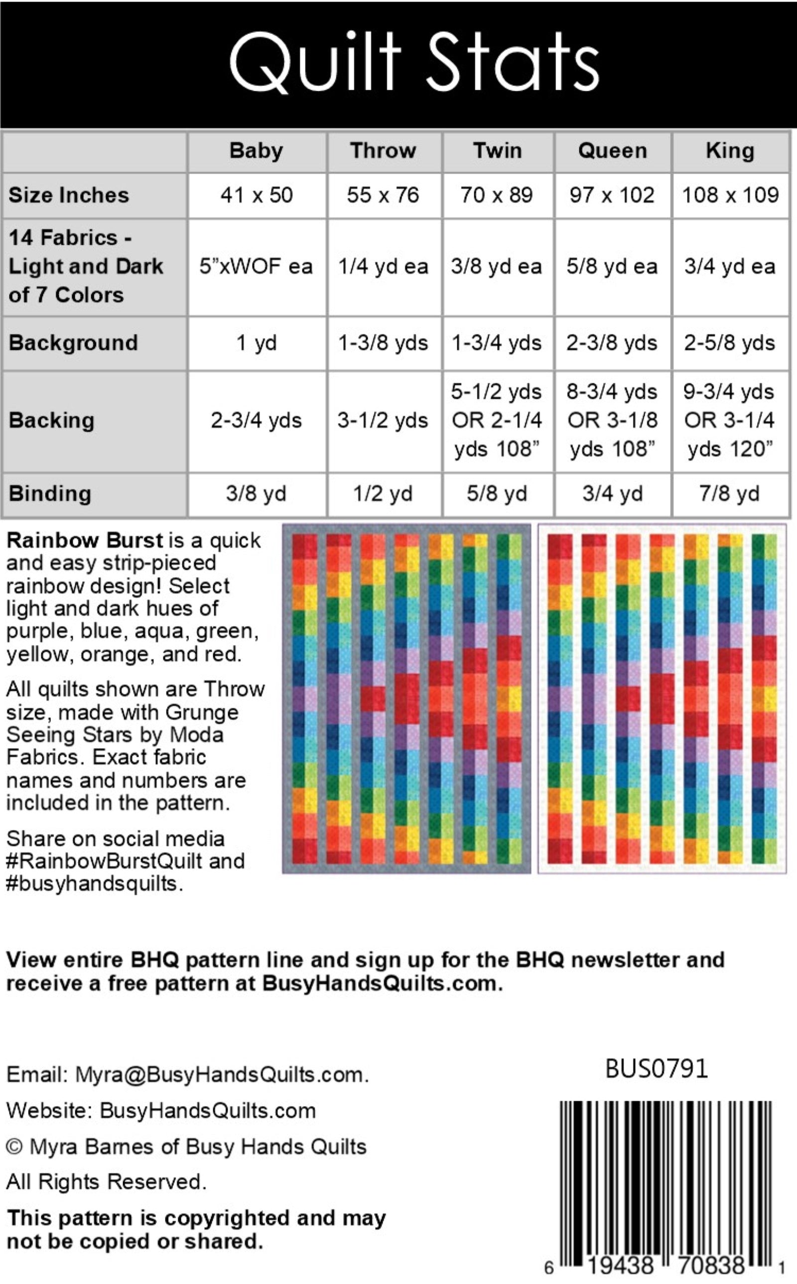Rainbow Burst Quilt Pattern by Busy Hands Quilts