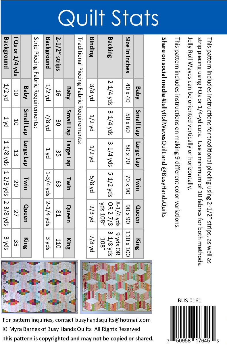 Jelly Roll Waves Quilt Pattern by Busy Hands Quilts